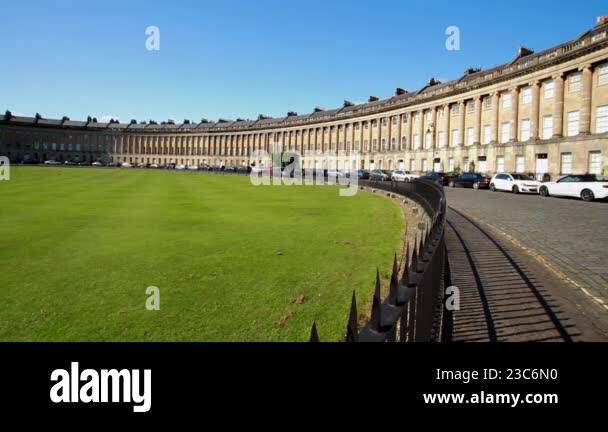 BATH, ENGLAND AUGUST 26 2021: Video, Curve of royal Crescent, Georgian ...