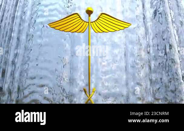 Caduceus is a staff with wings and two snakes wrapped around it Stock ...