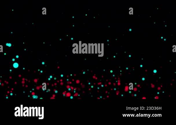 Abstract loop animation red blue bokeh particles flowing up on black ...