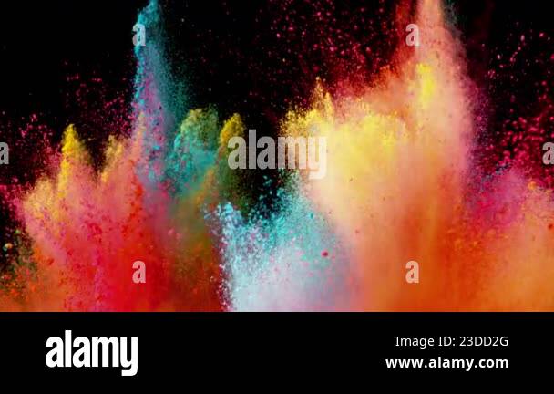 Super Slow Motion Shot of Bright Color Powder Background at 1000fps ...