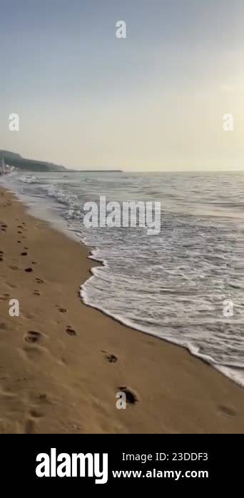 The Black Sea coastline near Varna, Bulgaria. Sea waves close-up ...