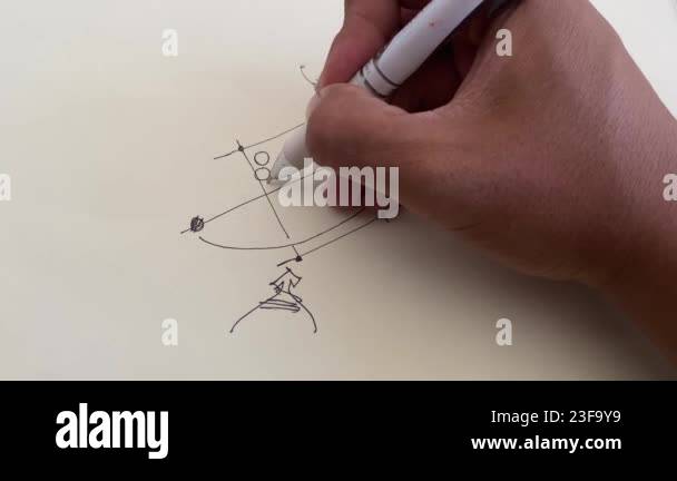 architect hand drawing sketch design architecture construction project ...