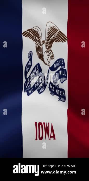 Iowa State Waving Flag in Vertical Orientation. Realistic Flag ...