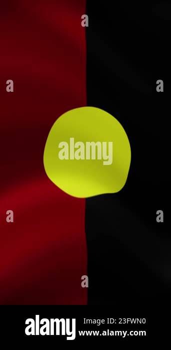 Australian Aboriginal Waving Flag in Vertical Orientation. Realistic ...