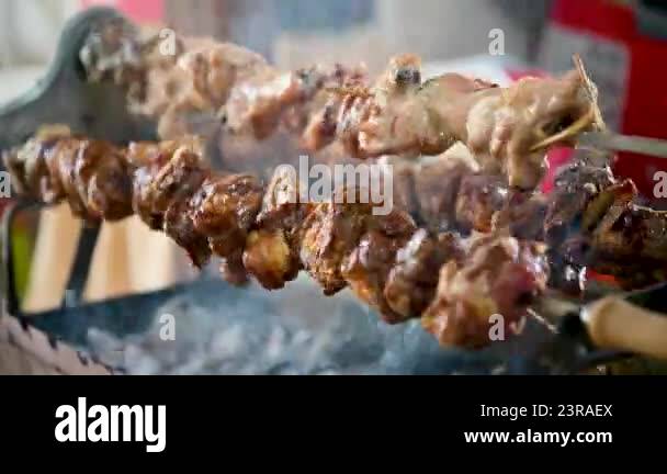 The Cyprus traditional spit-roasted (Souvla Stock Video Footage - Alamy