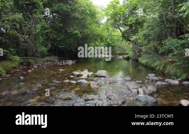 The river Rio Sao Miguel in Chapada dos Veadeiros in Brazil. The river ...