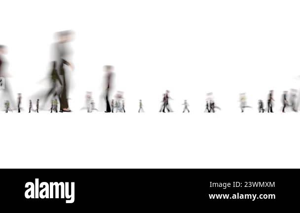Blur crowd of rush people on white bg 4k Stock Video Footage - Alamy