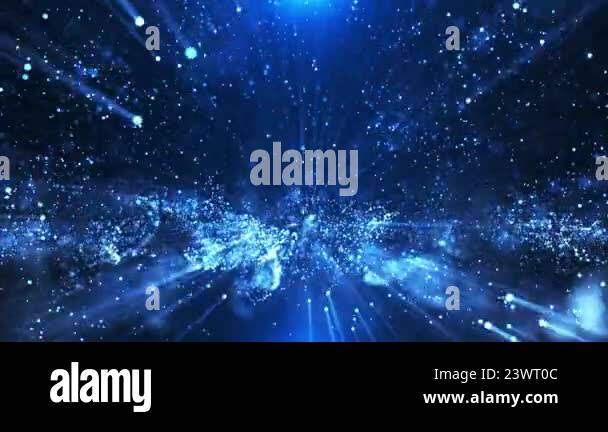 Abstract glowing digital cyber wave and bright flickering particles of ...