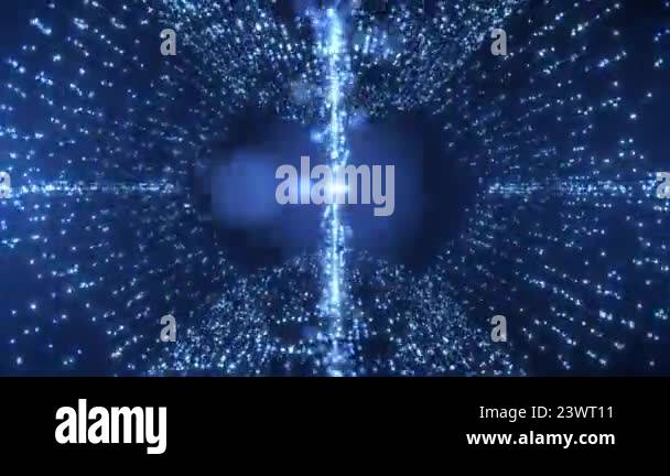 Digital cyberspace with particles and data network connections. High ...