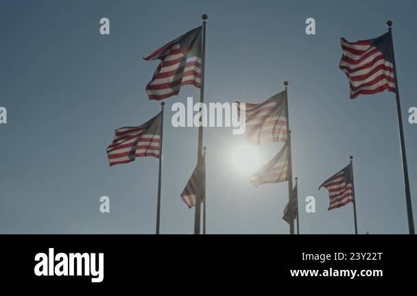 A magnificent and stunning array of American flags is waving proudly ...