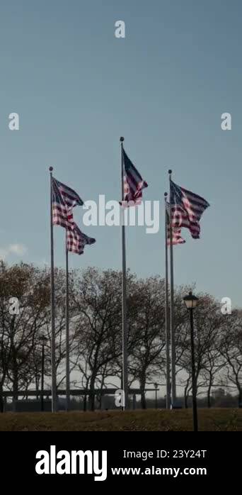 A magnificent and stunning array of American flags is waving proudly ...