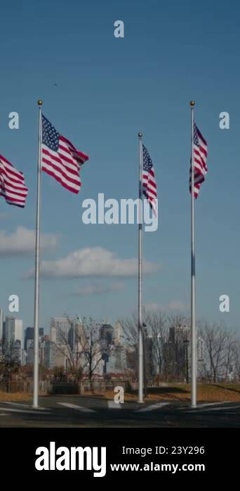 A magnificent and stunning array of American flags is waving proudly ...