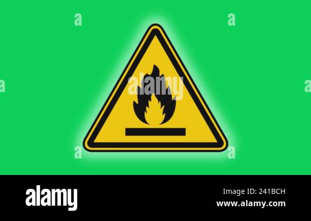 Symbol Flammable Yellow Sign Green Screen Stock Video Footage - Alamy