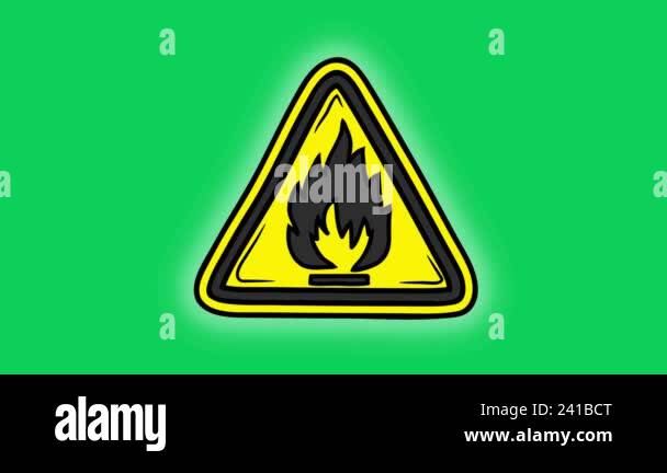 Symbol Flammable Yellow Sign Green Screen Stock Video Footage - Alamy