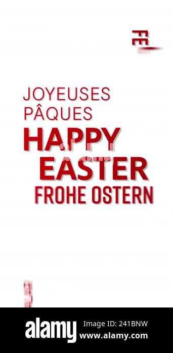 Vertical video animation of Happy Easter message in different languages ...