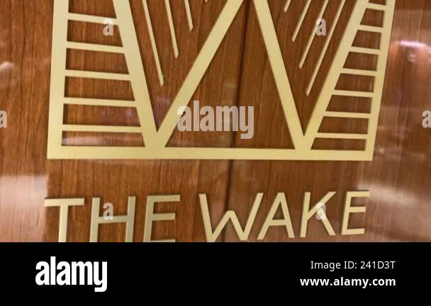 Wake Restaurant sign name main entrance to the restaurant. cruise ship ...