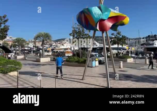 Abstract sculpture in Cannes, France. A vibrant abstract sculpture ...