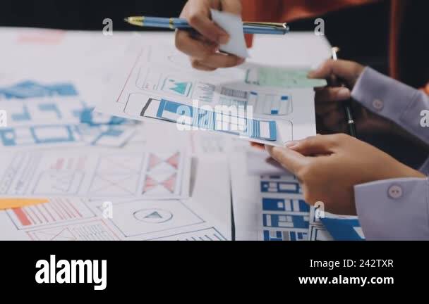 close up of business people hands working on a new project. business ...