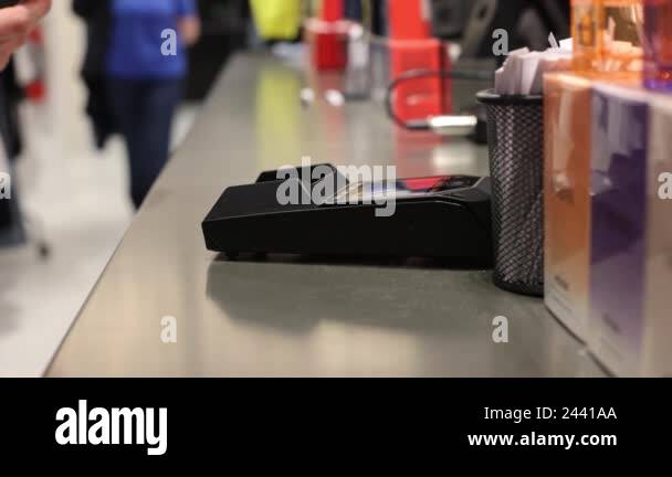 Contactless Payment in Store with Smartphone. Modern payment method ...