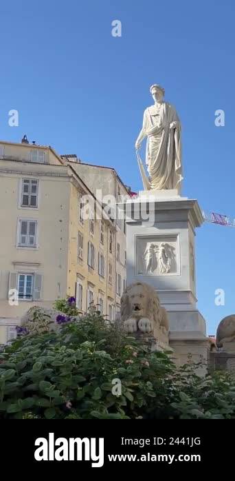 Napoleon Bonoparte monument and colorful houses in historic centre of ...