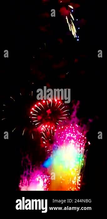 4K. loop seamless of real fireworks background golden shining fireworks ...