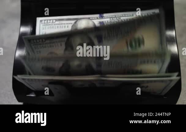 Money counting machine bank machine close up. Macro view counter ...