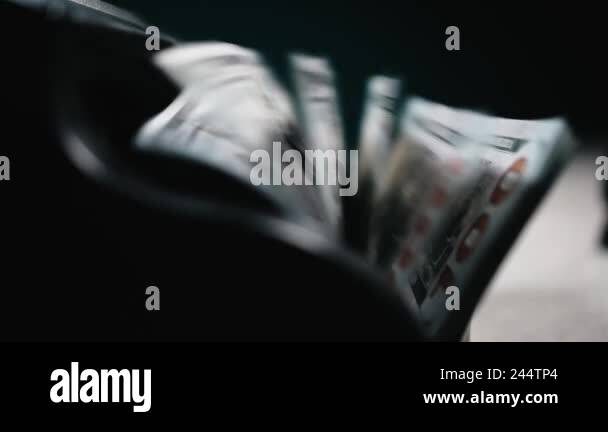 Money counting machine bank machine close up. Macro view counter ...