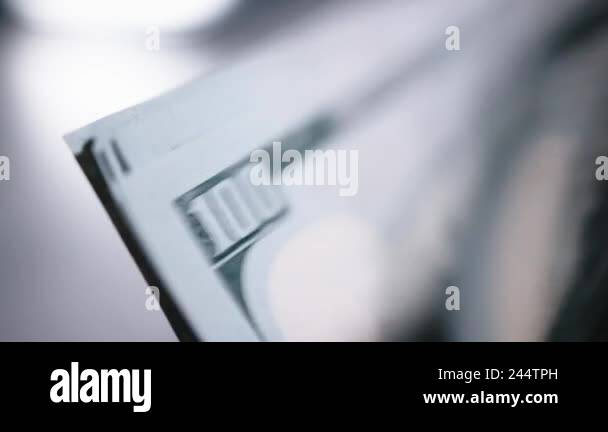 Money counting machine bank machine close up. Macro view counter ...