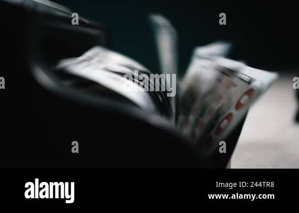 Money counting machine bank machine close up. Macro view counter ...