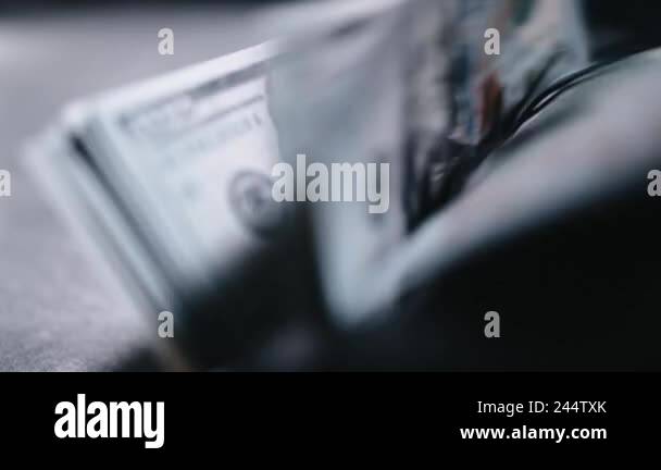 Money counting machine bank machine close up. Macro view counter ...