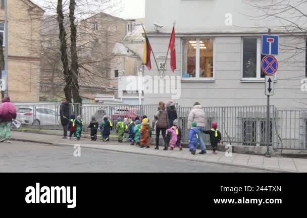 Vilnius, Lithuania - 28th november, 2024: Group of children lined ...