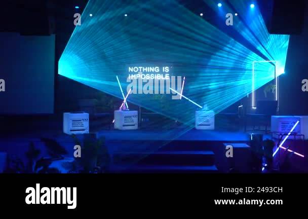 Valmiera, Latvia - October 18, 2024 - Futuristic AI conference stage ...