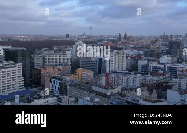 Aerial view of Berlin showing modern and historical buildings, streets ...