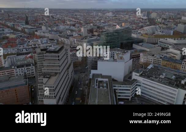 Aerial view of Berlin showing modern and historical buildings, streets ...
