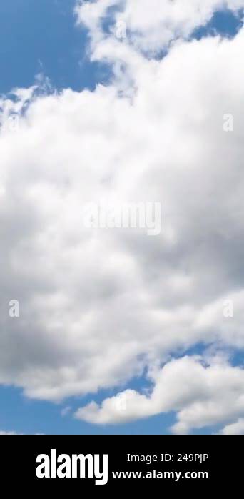 Changing shape cloudscape in the blue sky. Fluffy clouds float quickly ...
