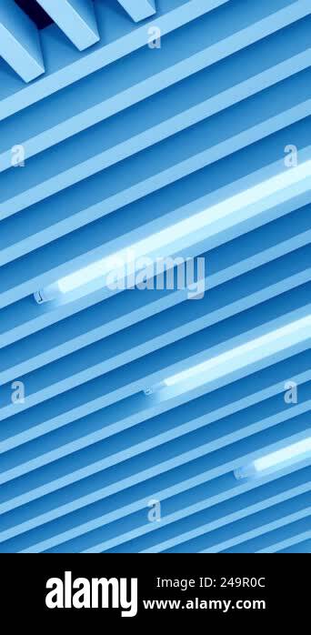 Bright white light illumination on the embossed ceiling. Long led lamps ...