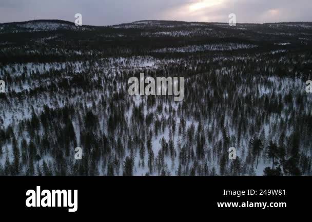 ice lapland winter aerial Inari Nellim frozen lakes and forest ...