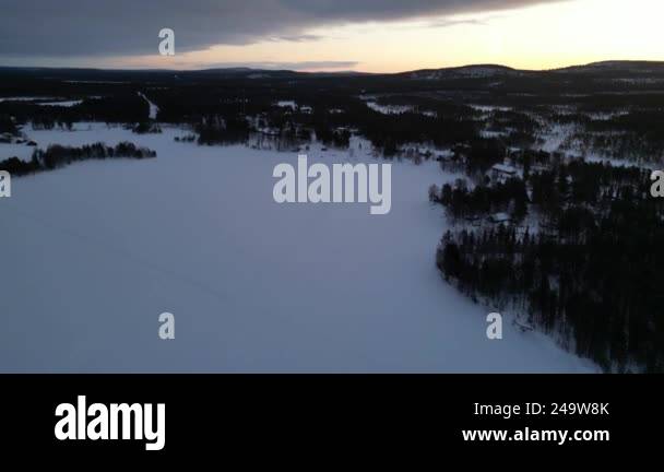 ice lapland winter aerial Inari Nellim frozen lakes and forest ...