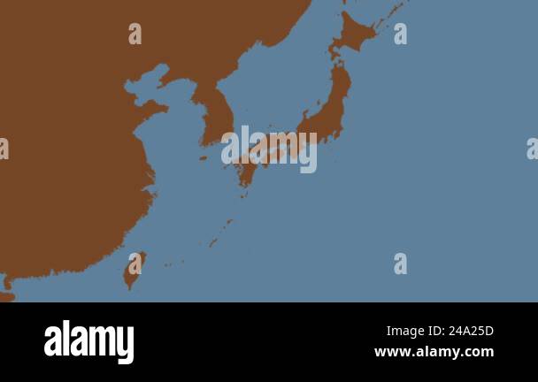 Seto Naikai or Inland Sea region on the background of a solid color map ...
