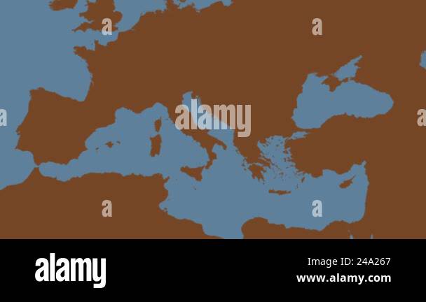 Adriatic Sea region on the background of a solid color map of the world ...
