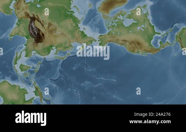 Subarctic Pacific Ocean. Location diagram on a pale colored elevation ...