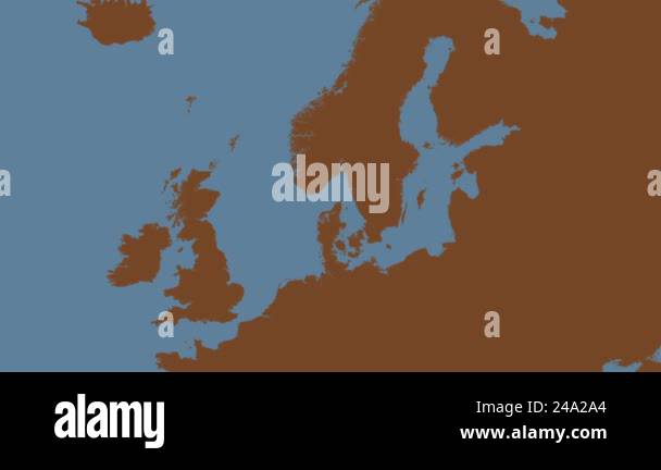 Skagerrak region on the background of a solid color map of the world in ...