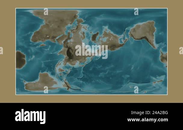 East Siberian Sea. Close-up on a sepia colored elevation map in the ...