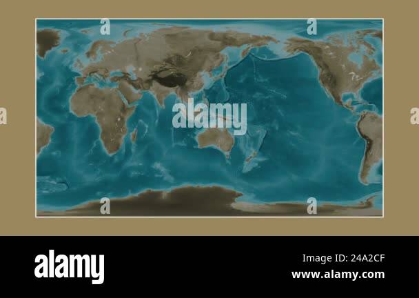 Banda Sea. Close-up on a sepia colored elevation map in the Patterson ...