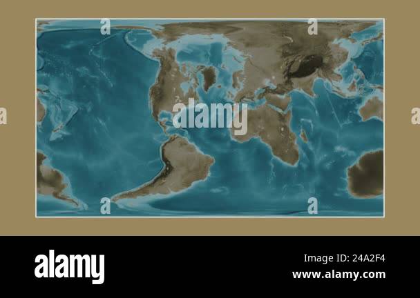 North Atlantic Ocean excluding sub-basins. Close-up on a sepia colored ...