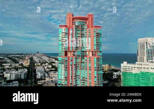Luxury skyscraper in Miami. City skyline with skyscraper. Aerial ...
