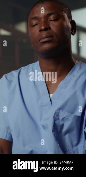 Vertical Video Psychotherapist assists man nurse to deal with patients ...