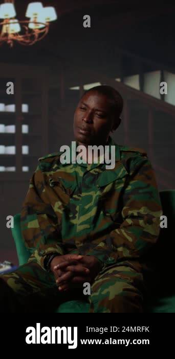 Vertical Video Military personnel sharing feelings about combat ...