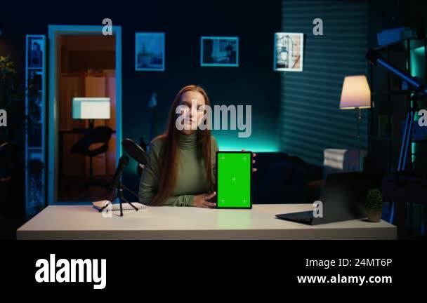 Tech guru excited to review newly released mockup tablet, comparing ...