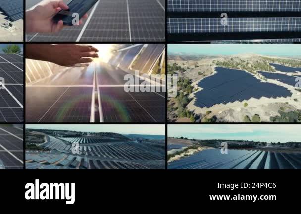 Collage showcasing eco-friendly solar panel use for renewable energy ...
